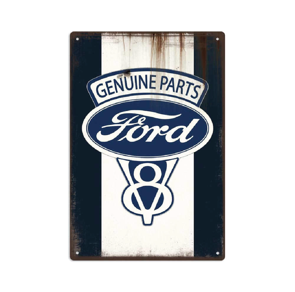 Ford Genuine Parts White Tin Metal Sign Rustic Look Vintage Man Cave ...